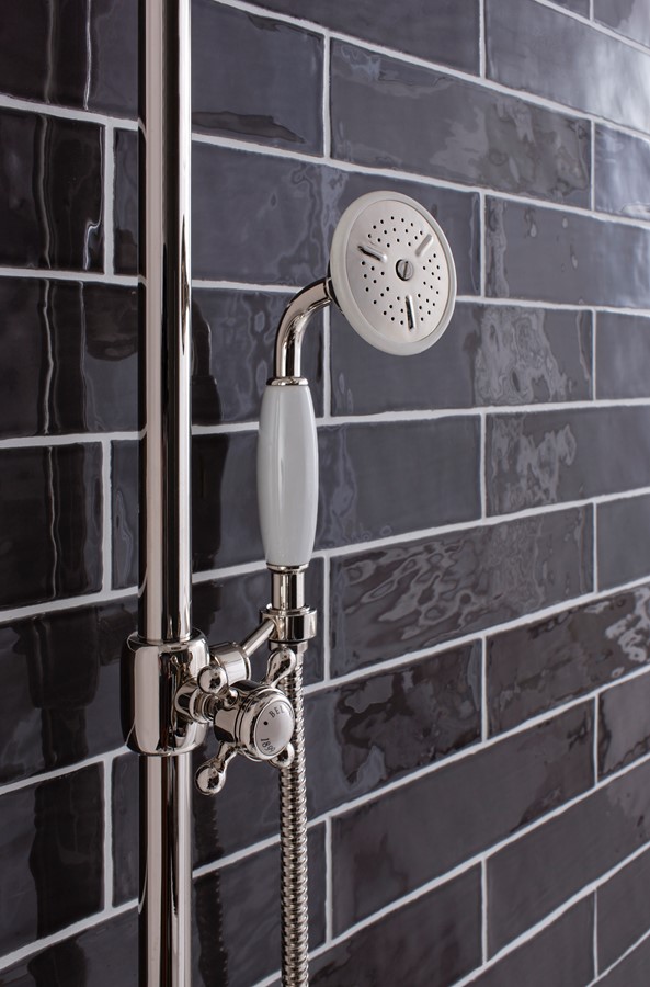Belgravia Exposed Thermostatic Shower with 8" Rain Head & Handshower on ...