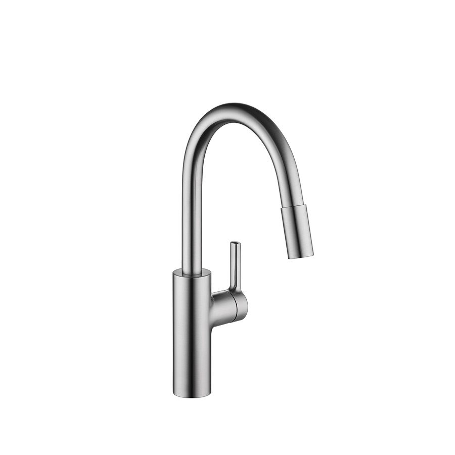 KWC Luna E Single-hole Kitchen Faucet with pull-out Spray - High arc spout with Side Lever ...